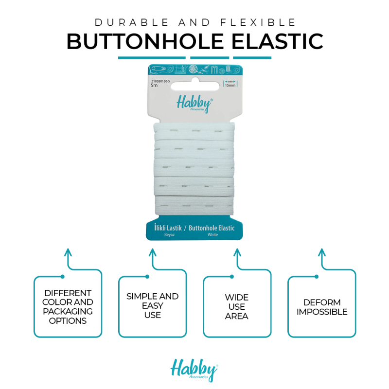 15mm Buttonhole Elastic – Habby Accessories